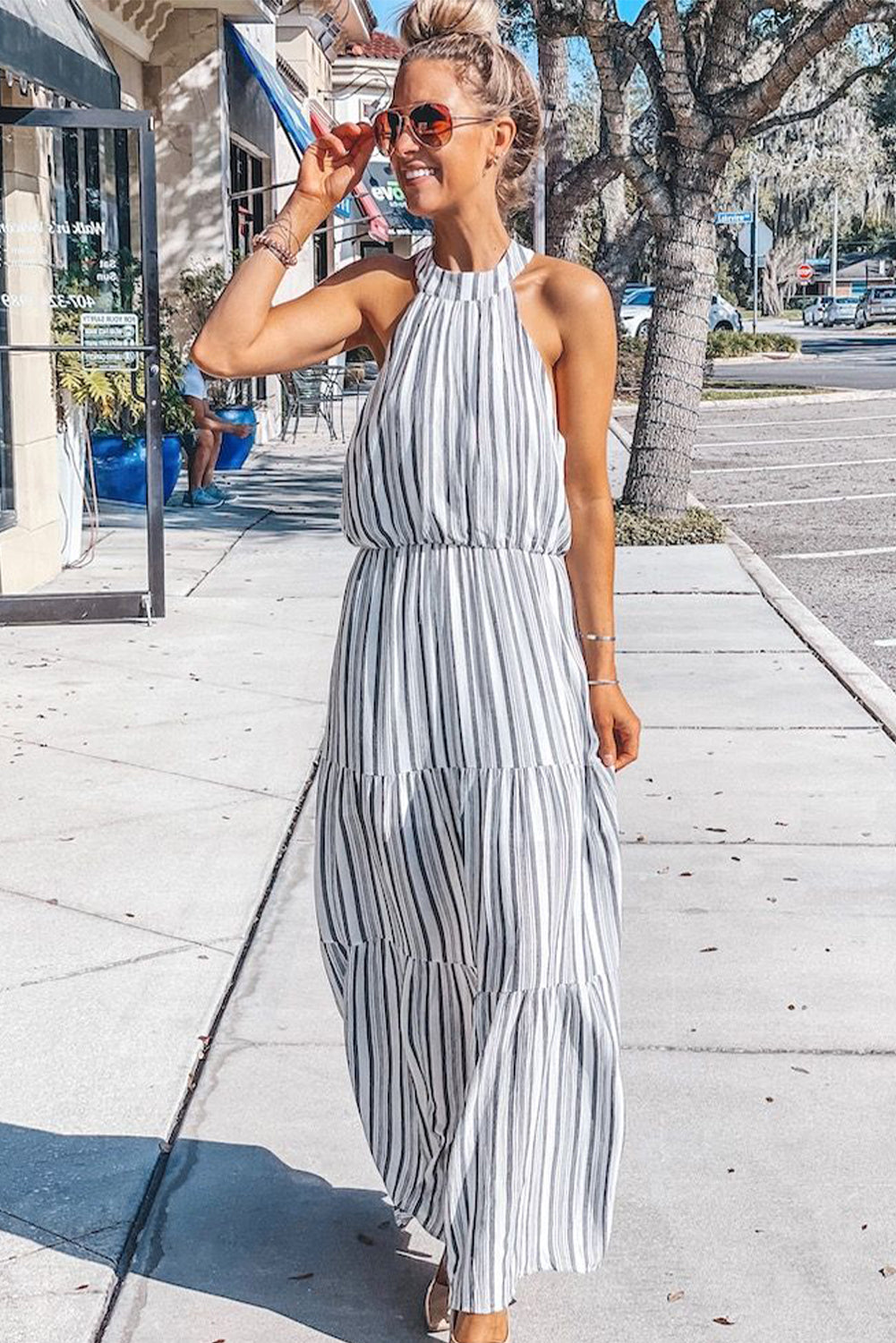 Vertical Stripe Maxi Dress